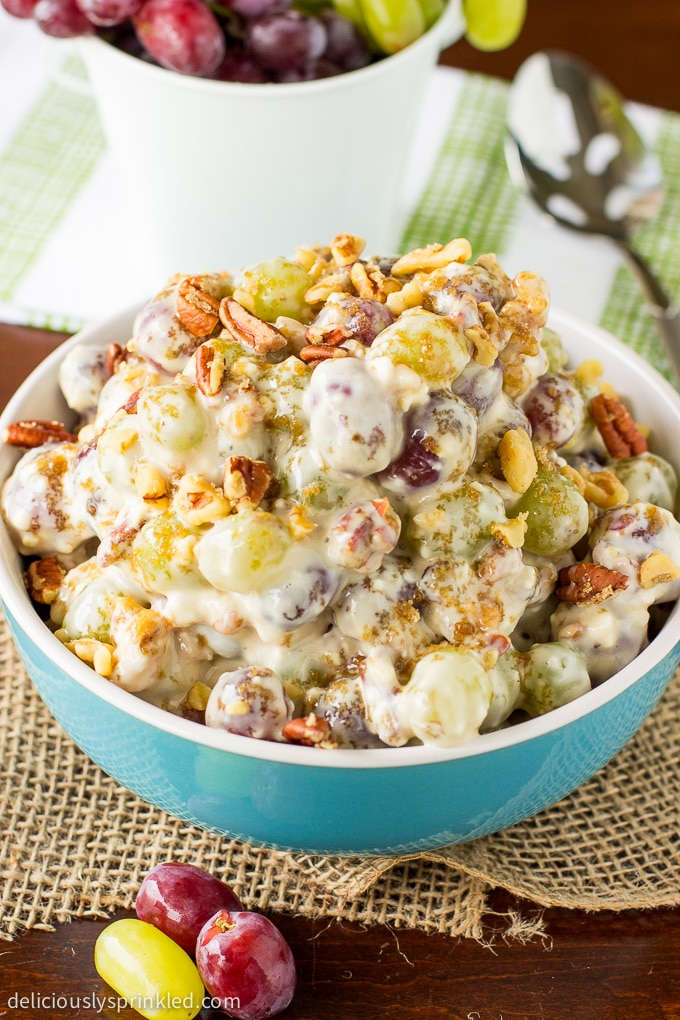 Pecan Crunch Grape Salad - Deliciously Sprinkled