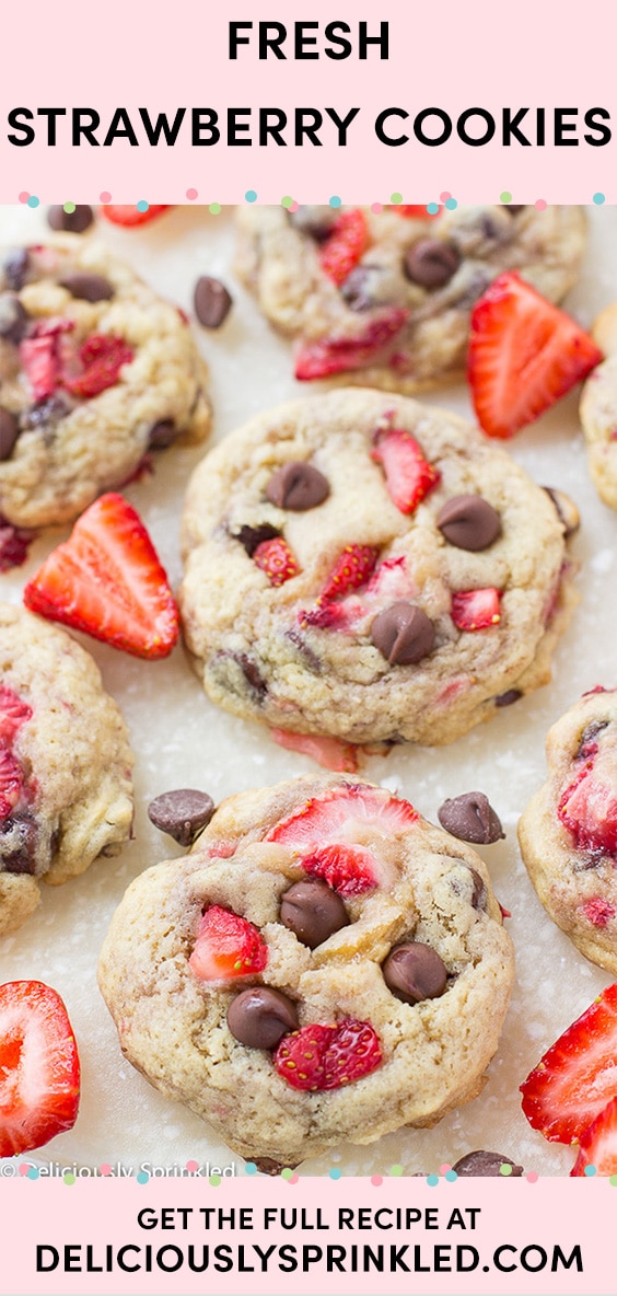 Strawberry Cookies with Chocolate Chips – Deliciously Sprinkled